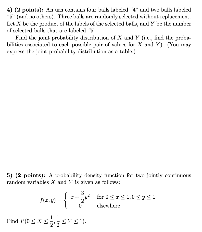 Solved 4) (2 points): An urn contains four balls labeled “4” | Chegg.com