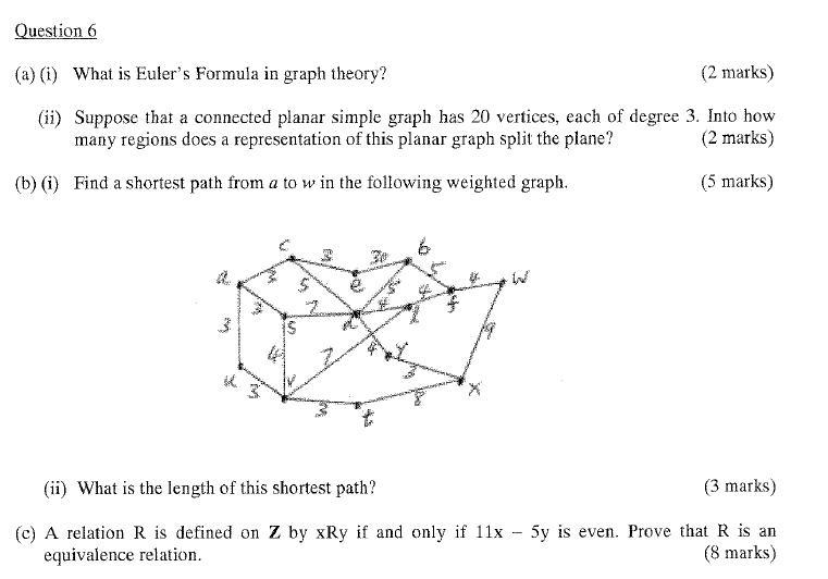 Solved Question 6 (a) (1) What is Euler's Formula in graph | Chegg.com