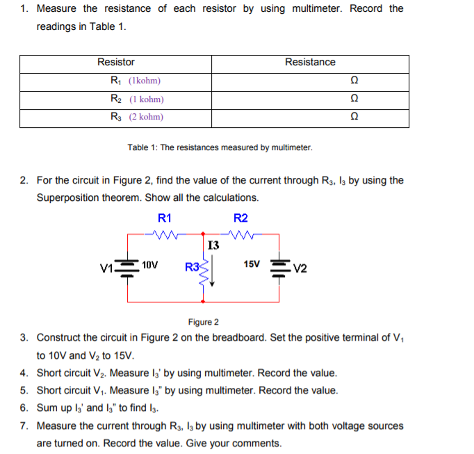 Solved 1. Measure the resistance of each resistor by using | Chegg.com