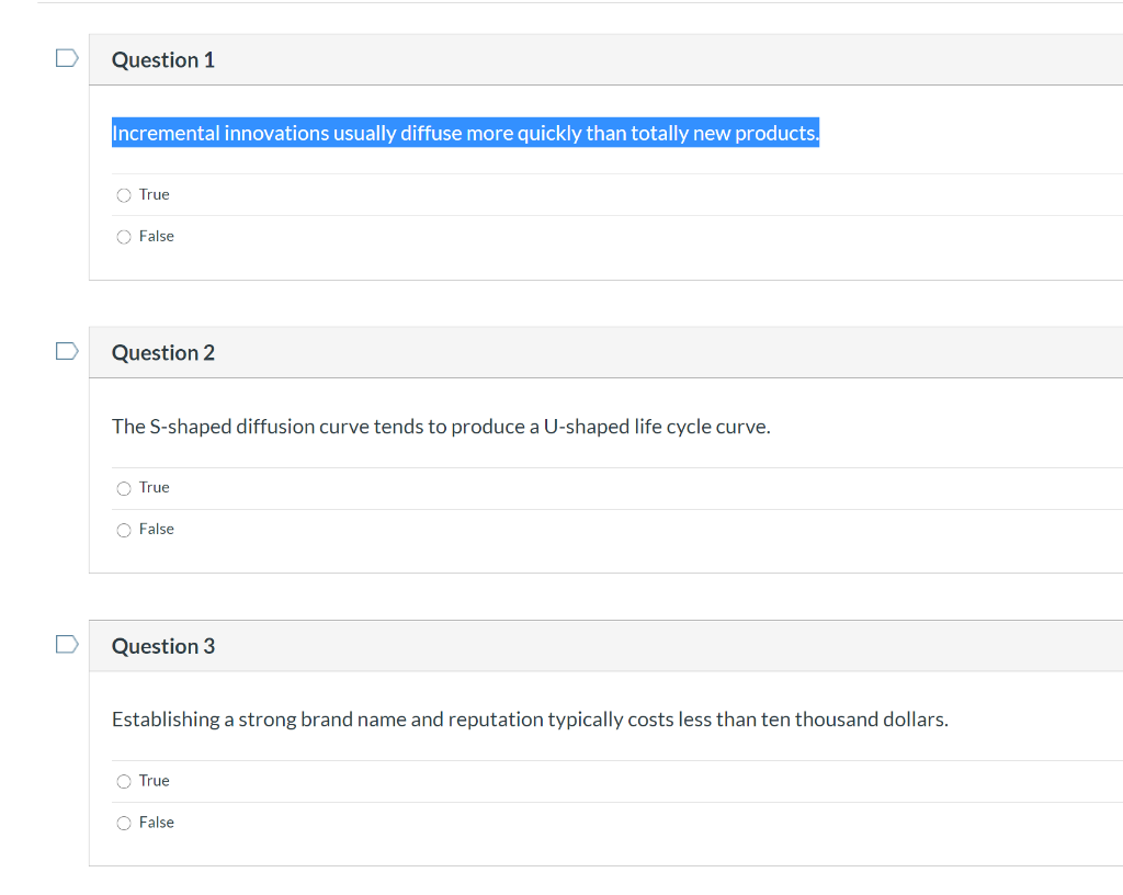 Solved Question 1 Incremental innovations usually diffuse | Chegg.com
