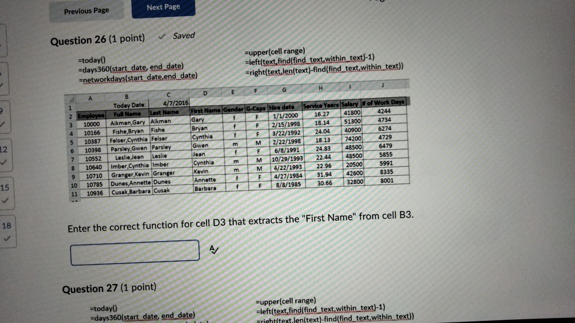 Solved =today() =days 360 (start date, end date) | Chegg.com