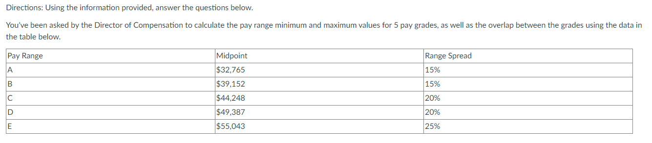 Solved Directions: Using the information provided, answer | Chegg.com