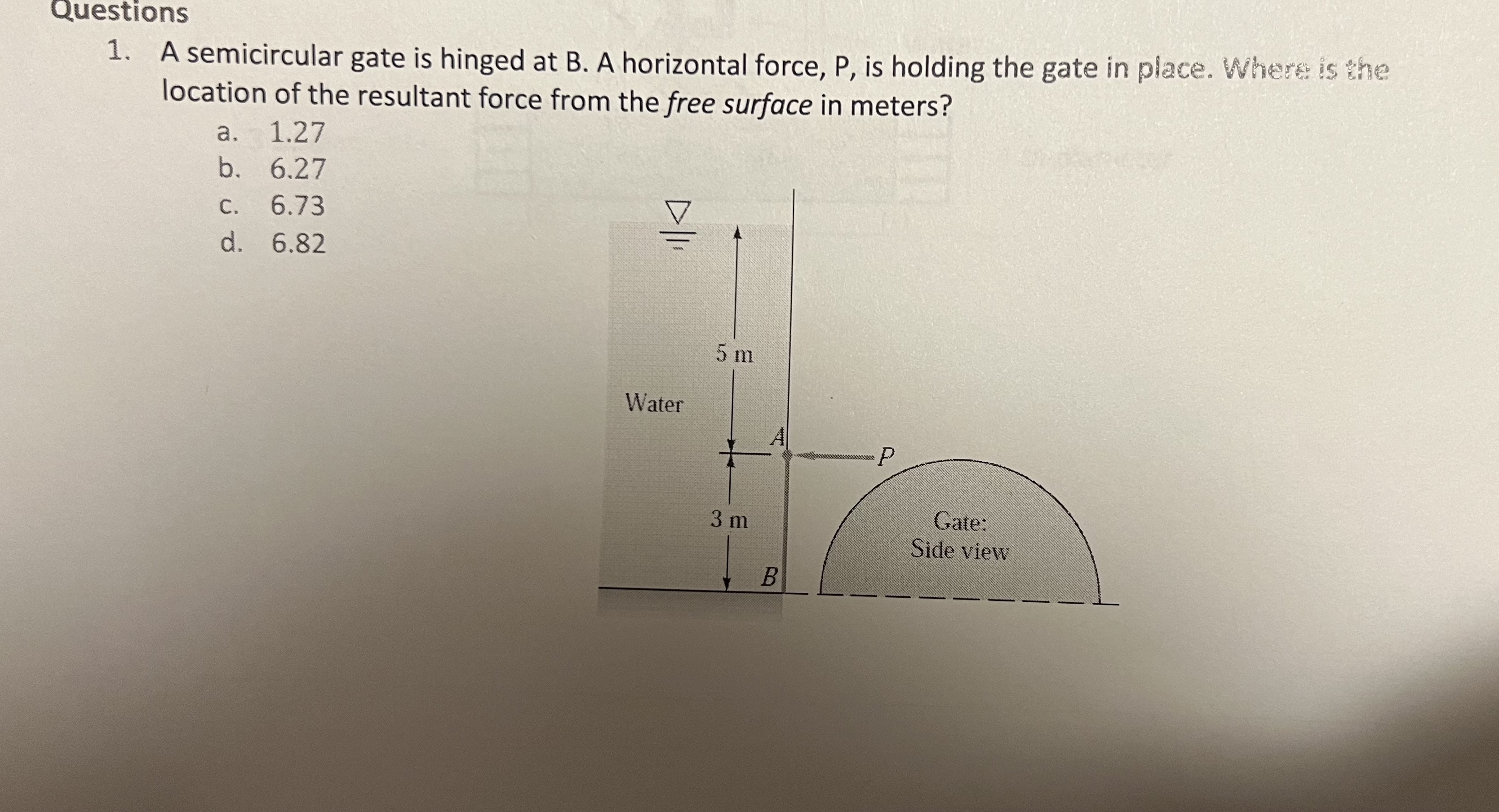 Solved QuestionsA semicircular gate is hinged at B. ﻿A | Chegg.com