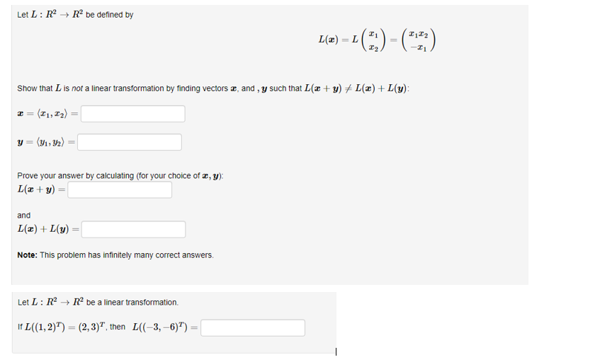 Solved Let L: R R2 be defined by ()-() L(aæ) L 1 Show that L | Chegg.com Solved Let L: R R2 be defined by ()-() L(aæ) L 1 Show that L | Chegg.com