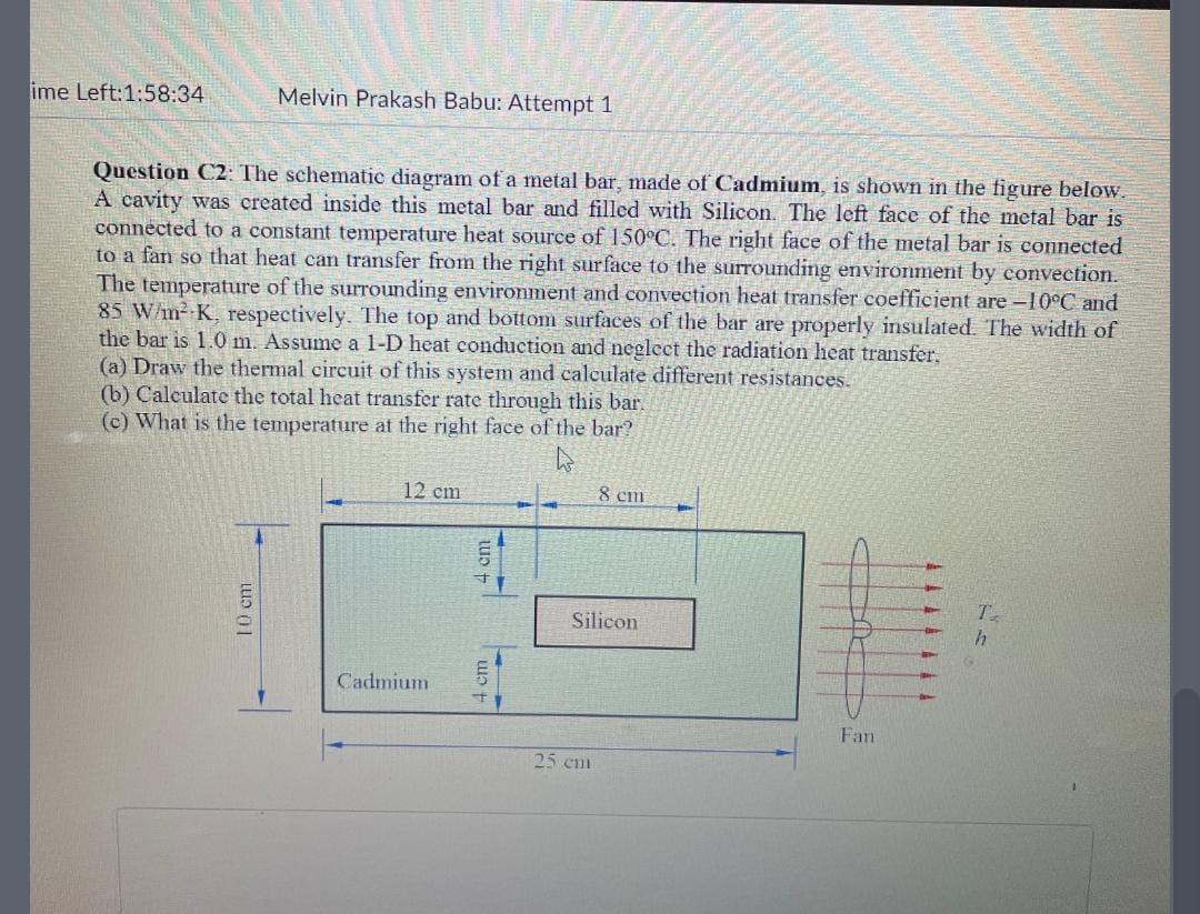 Solved Question C2: The schematic diagram of a metal bar, | Chegg.com