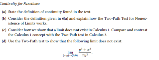 Continuity for Functions: (a) State the definition of | Chegg.com