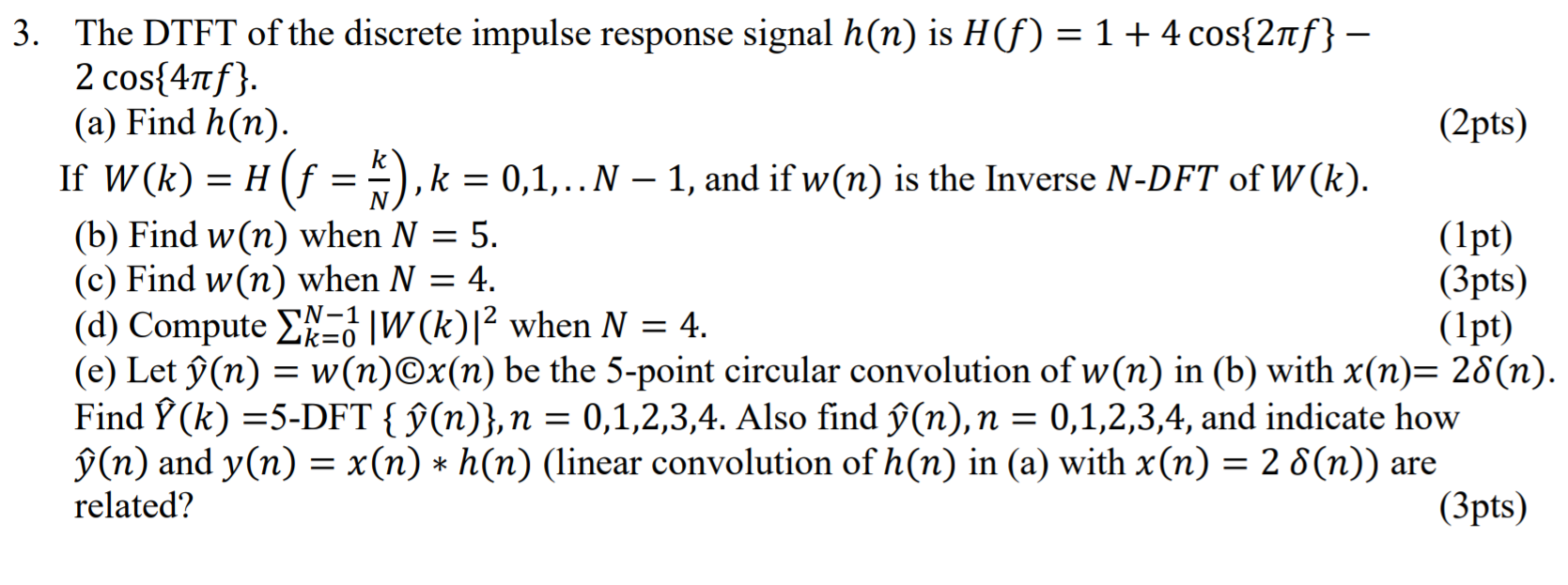 Solved 3. The DTFT of the discrete impulse response signal | Chegg.com
