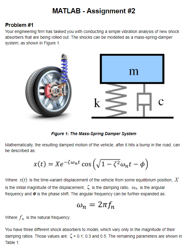 Solved MATLAB - Assignment #2 Problem #1 Your engineering | Chegg.com