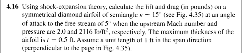 Solved 4.16 Using shock-expansion theory, calculate the lift | Chegg.com