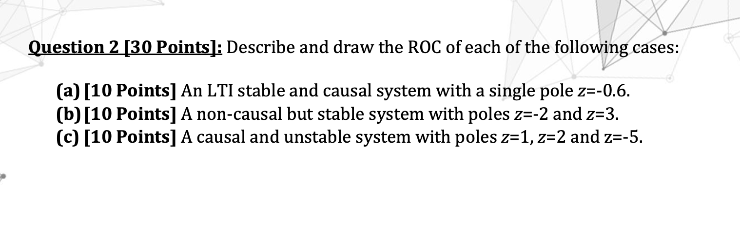 Solved Question 2 [30 Points]: Describe and draw the ROC of | Chegg.com