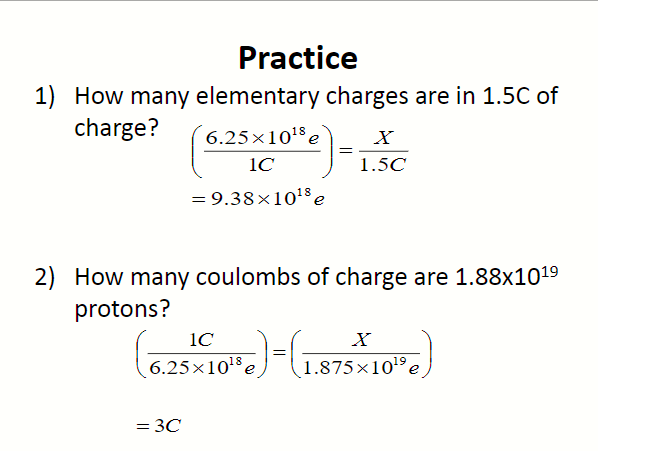 Solved Practice 1) How many elementary charges are in 1.5C | Chegg.com