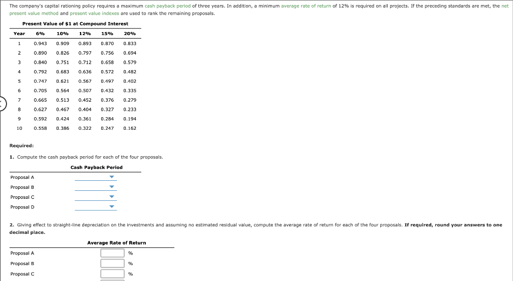Solved Capital Rationing Decision for a Service Company | Chegg.com
