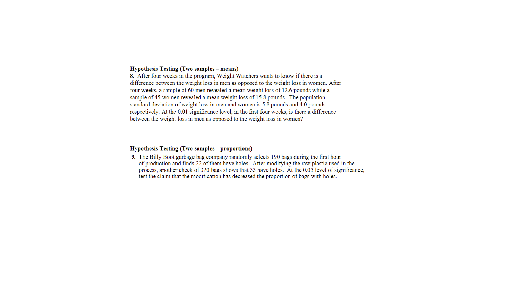 Hypothesis Testing Two Samples ﻿meansafter Four 1695