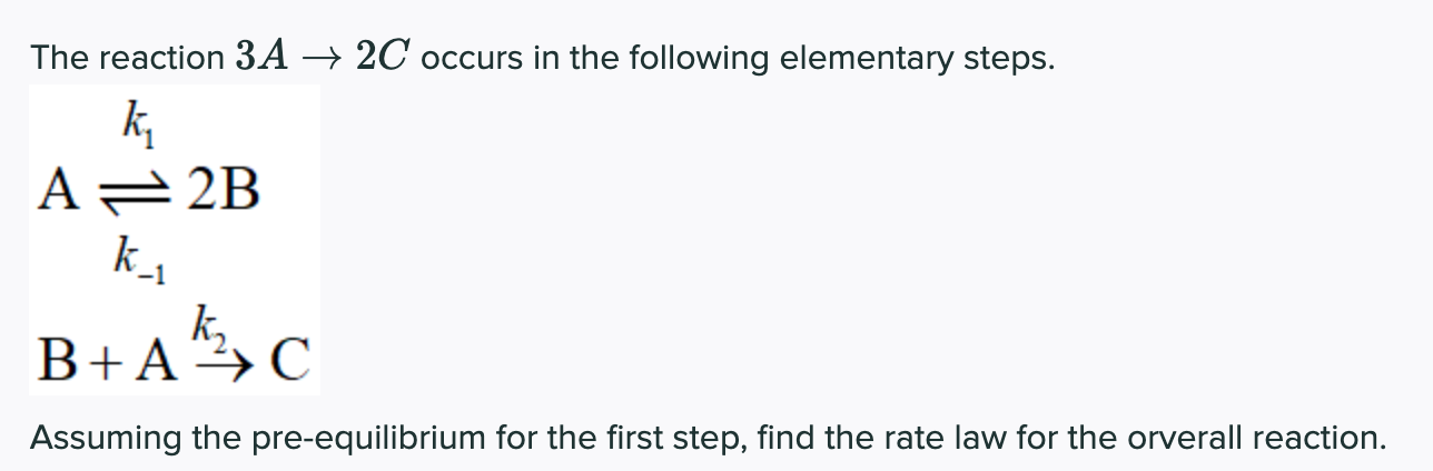 Solved The reaction 3A + 2C occurs in the following | Chegg.com