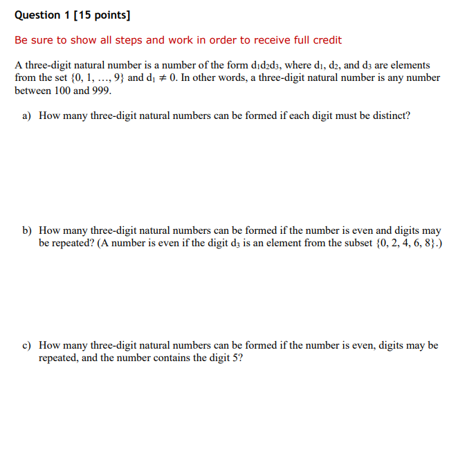 Solved Be sure to show all steps and work in order to | Chegg.com