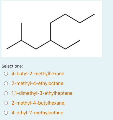 Solved Select one: 4-butyl-2-methylhexane. | Chegg.com