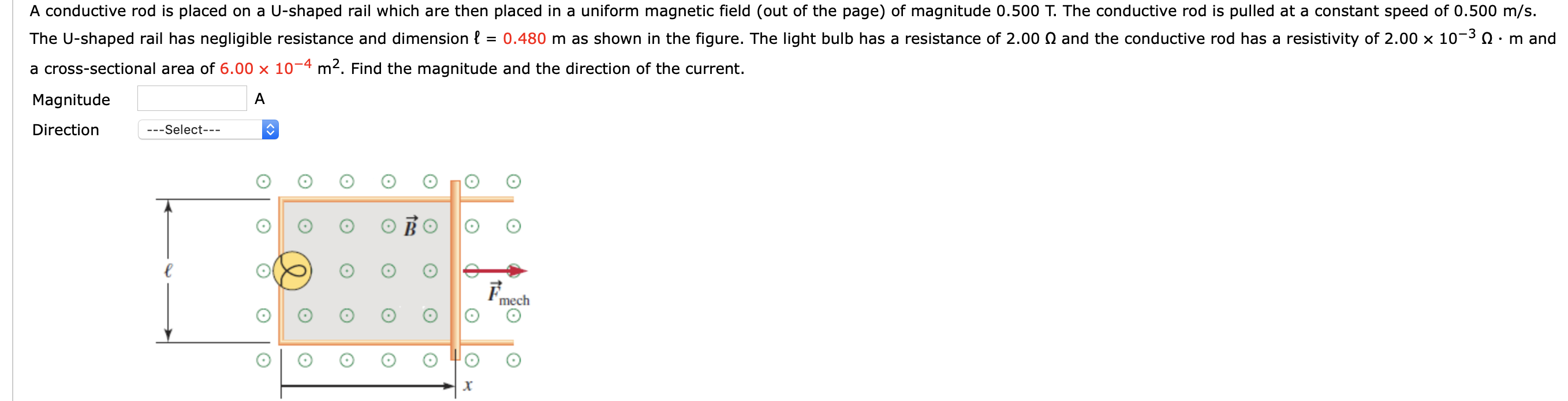 Solved A conductive rod is placed on a U-shaped rail which | Chegg.com