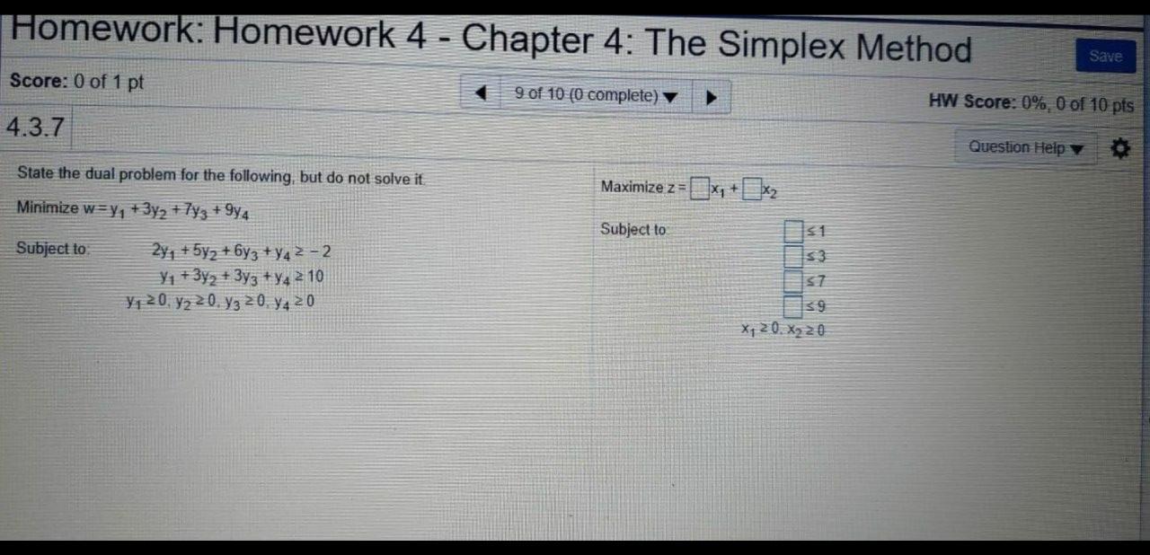 Solved Homework: Homework 4 - Chapter 4: The Simplex Method | Chegg.com