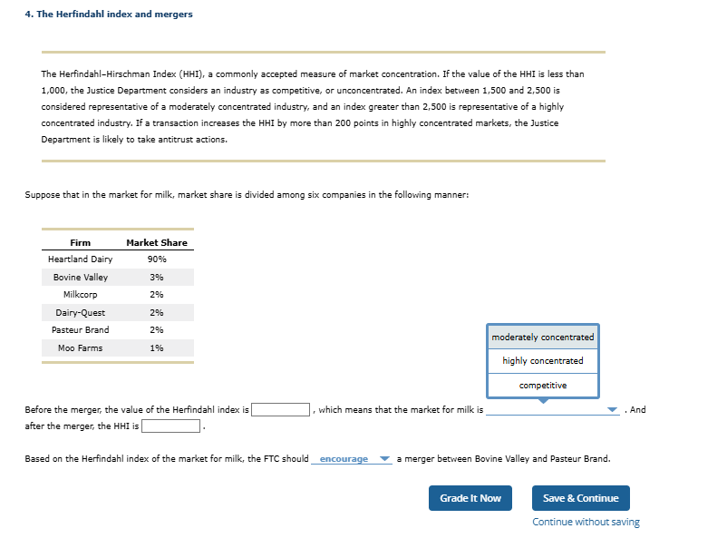 Solved The Herfindahl–Hirschman Index (HHI), ﻿a commonly | Chegg.com