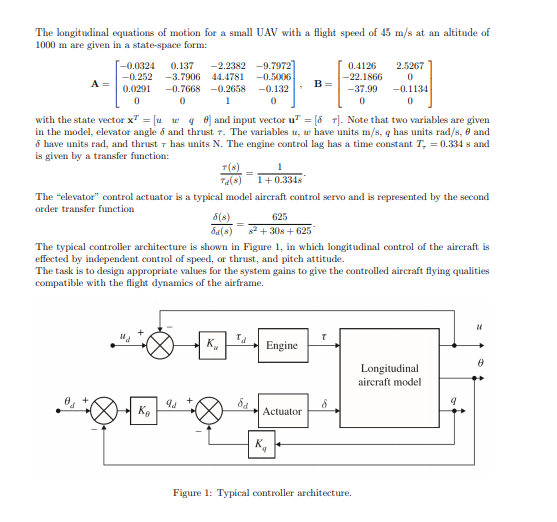 The longitudinal equations of motion for a small UAV | Chegg.com