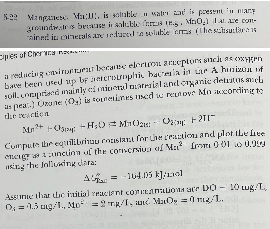 Solved 5-22 Manganese, Mn(II), is soluble in water and is | Chegg.com