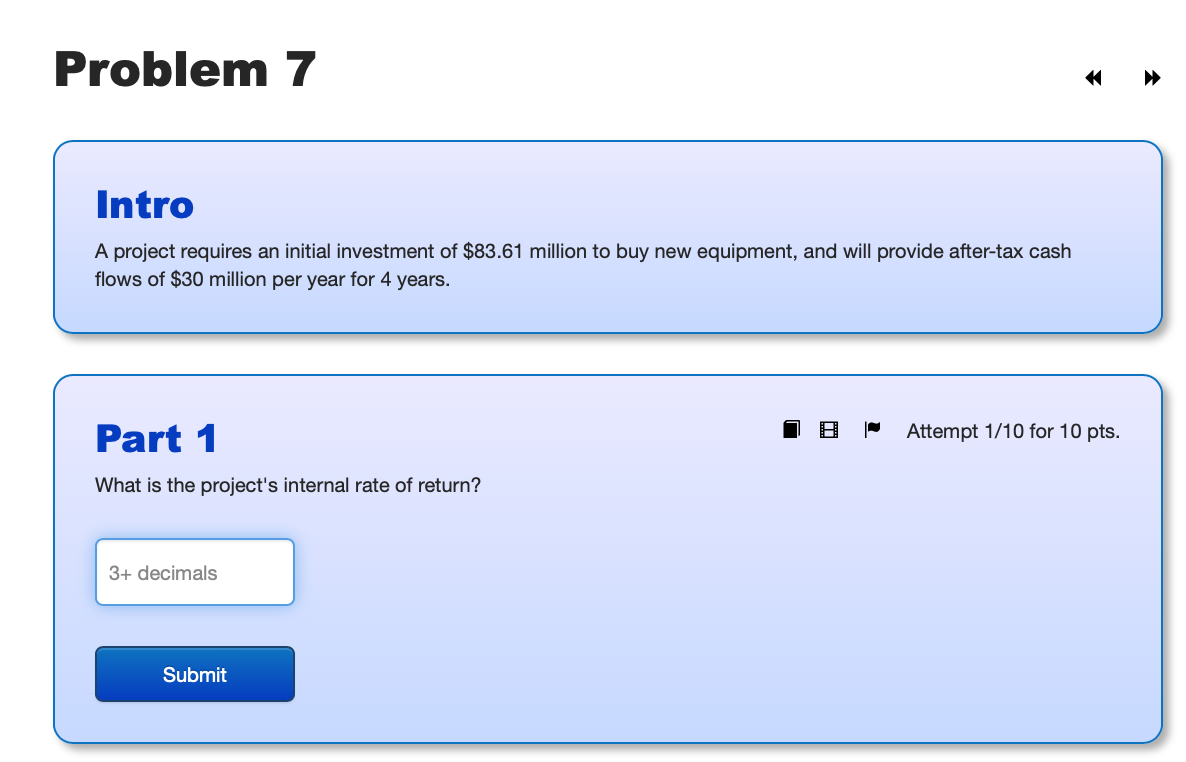 Solved Intro A project requires an initial investment of | Chegg.com