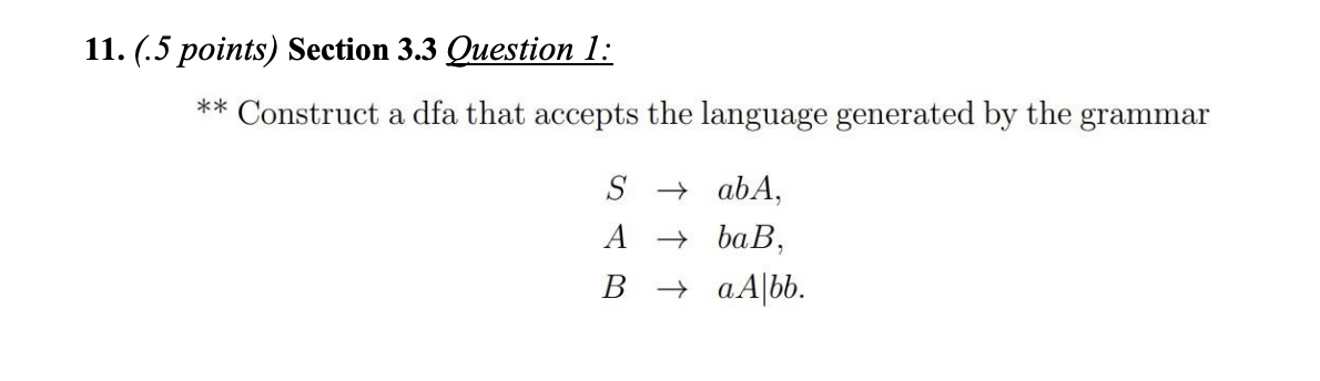 Solved ** Construct a dfa that accepts the language | Chegg.com