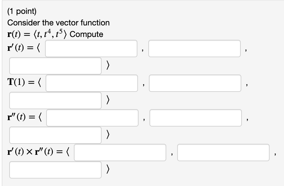 Solved 1 Point Consider The Vector Function R T