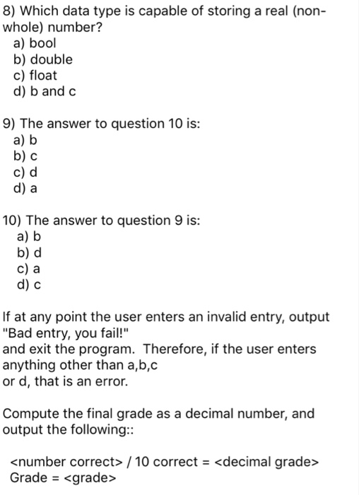 Solved Making the Grade Name the source file for this | Chegg.com