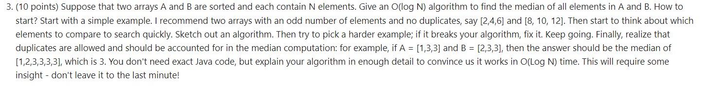 Solved 3. (10 points) Suppose that two arrays A and B are | Chegg.com
