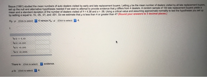 Solved Bayus(1991) studied the mean numbers of auto dealers | Chegg.com