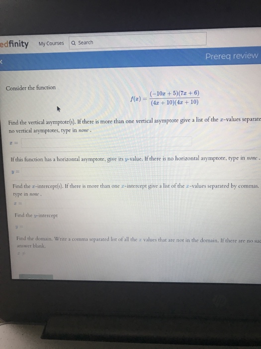 Solved edfinity My Courses Q Search Prereq review Consider | Chegg.com
