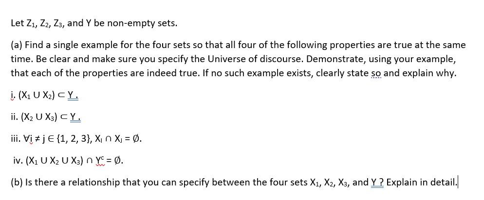 Solved Let Z1,Z2,Z3, and Y be non-empty sets. (a) Find a | Chegg.com