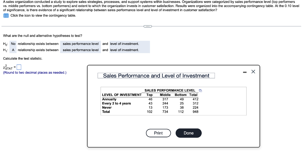 Solved of significance, is there evidence of a significant | Chegg.com