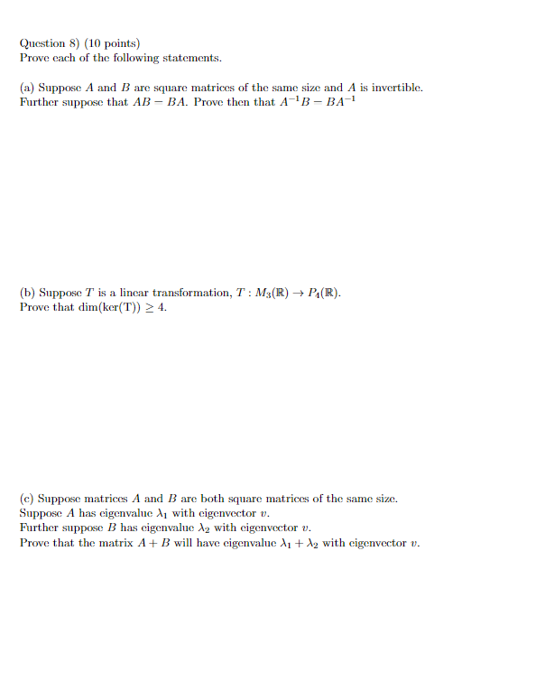 Solved Question 8) (10 points) Prove each of the following | Chegg.com