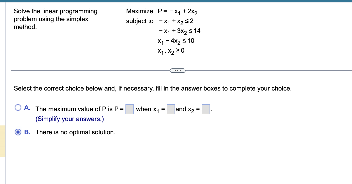 Solved Solve the linear programming problem using the | Chegg.com