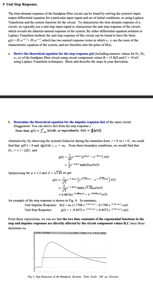 Solved 5 Unit Step Response. The time-domain response of the | Chegg.com