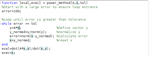 Solved Function Eval Evec Powermethodax Tol Start 