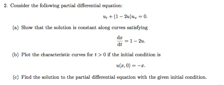 Solved 2. Consider the following partial differential | Chegg.com