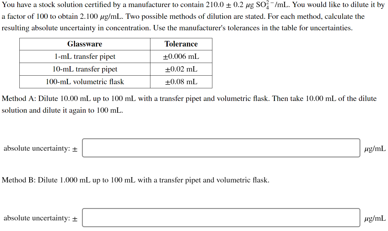 Solved You have a stock solution certified by a manufacturer | Chegg.com