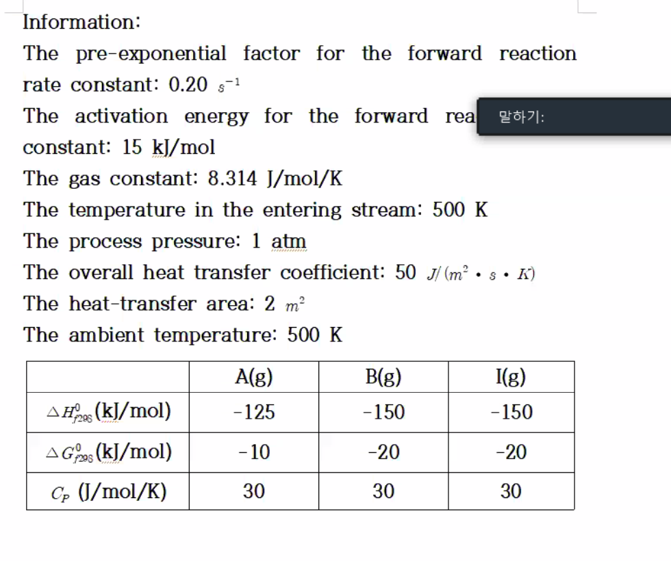 Solved Information: The pre-exponential factor for the | Chegg.com