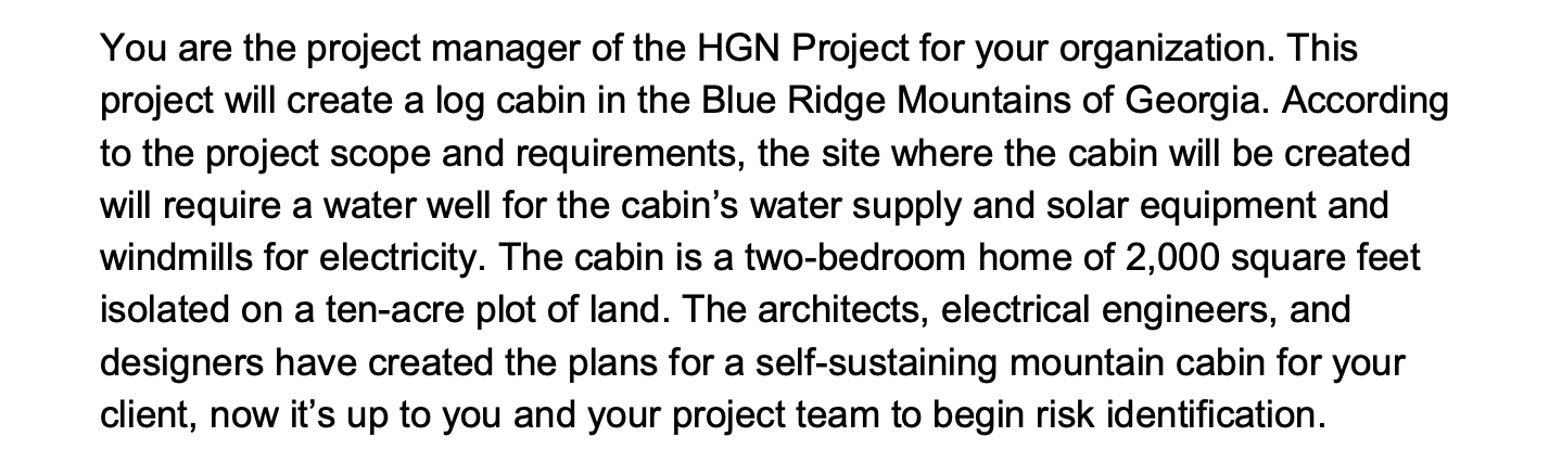 Solved You are the project manager of the HGN Project for | Chegg.com