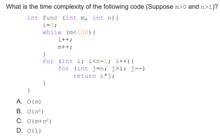 Solved What is the time complexity of the following code | Chegg.com