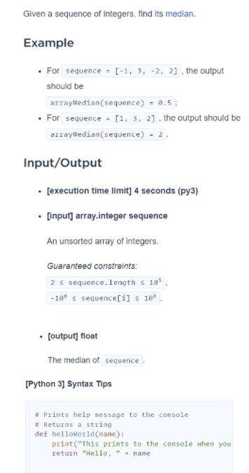 Solved Given a sequence of integers, find its median Example | Chegg.com
