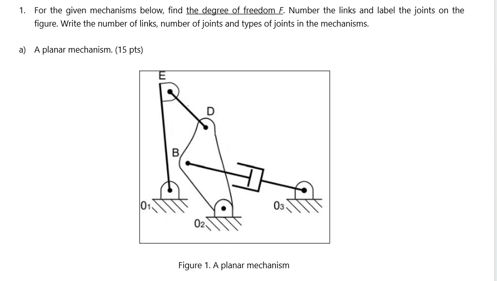 Solved For the given mechanisms below, find the degree of | Chegg.com