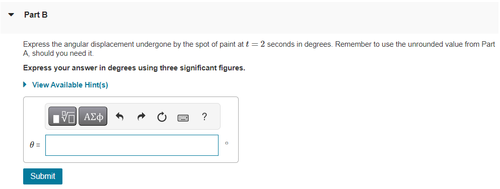 Express the angular displacement undergone by the | Chegg.com