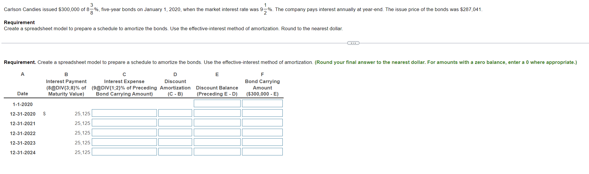 Solved RequirementCreate a spreadsheet model to prepare a | Chegg.com
