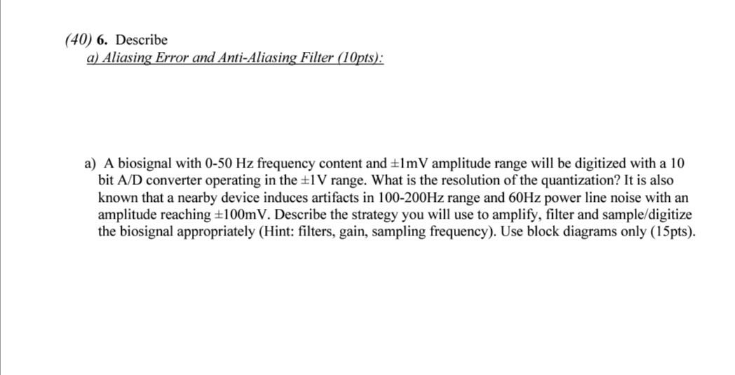 Solved (40) 6. Describe a) Aliasing Error and Anti-Aliasing | Chegg.com