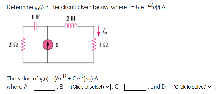 Determine iO(t) in ﻿the circuit given below, where | Chegg.com