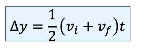 Solved Δy=21(vi+vf)t | Chegg.com